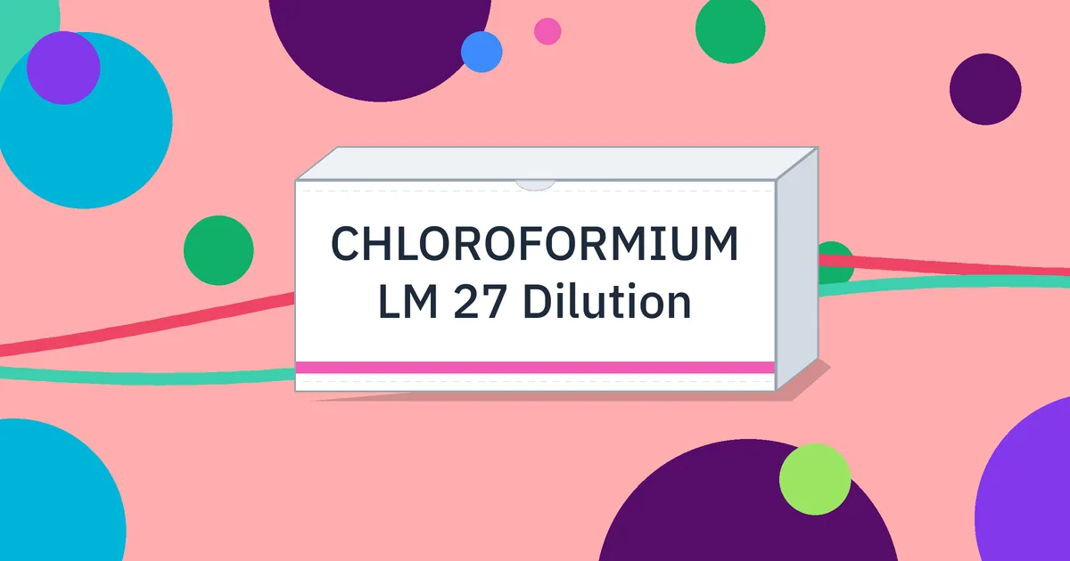 Symbolbild: Packung mit der Aufschrift CHLOROFORMIUM LM 27 Dilution (PZN 13444738) – Verfügbarkeit und Bezug in Apotheken in Frankfurt am Main