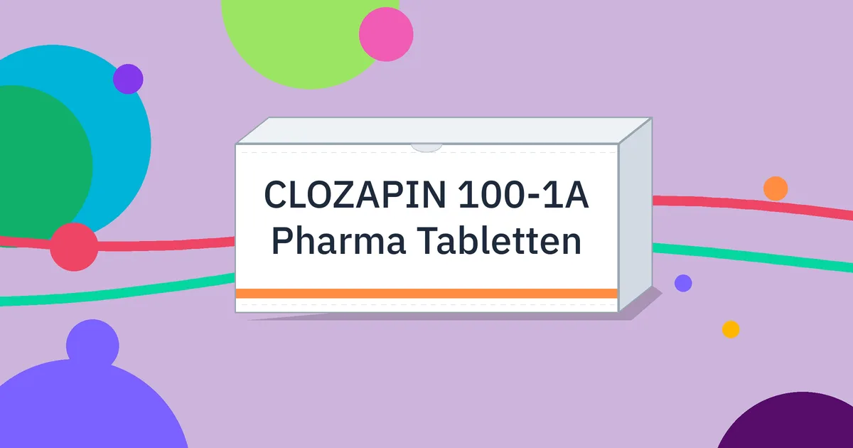 Symbolbild: Packung mit der Aufschrift CLOZAPIN 100-1A Pharma Tabletten (PZN 01664110) – Verfügbarkeit und Bezug in Apotheken in Frankfurt am Main