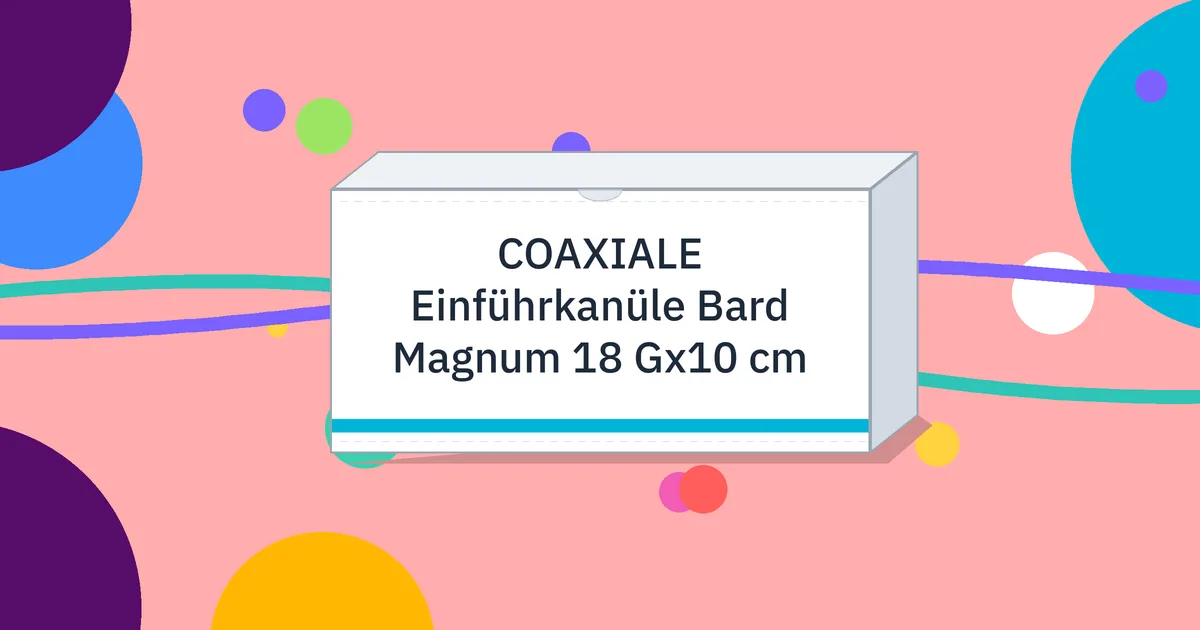 Symbolbild: Packung mit der Aufschrift COAXIALE Einführkanüle Bard Magnum 18 Gx10 cm (PZN 04669349) – Verfügbarkeit und Bezug in Apotheken in Frankfurt am Main