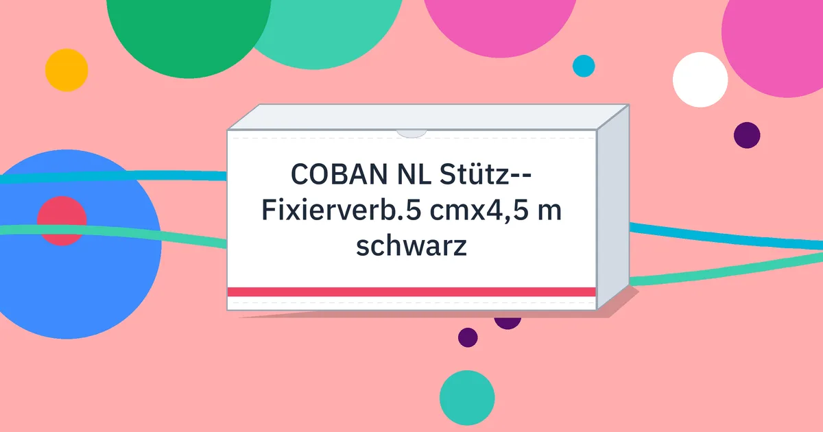 Symbolbild: Packung mit der Aufschrift COBAN NL Stütz--Fixierverb.5 cmx4,5 m schwarz (PZN 18065945) – Verfügbarkeit und Bezug in Apotheken in Frankfurt am Main