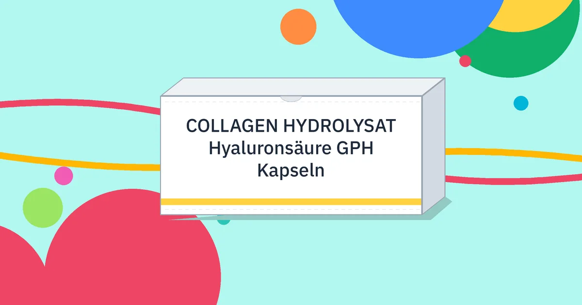 Symbolbild: Packung mit der Aufschrift COLLAGEN HYDROLYSAT Hyaluronsäure GPH Kapseln (PZN 09323897) – Verfügbarkeit und Bezug in Apotheken in Frankfurt am Main