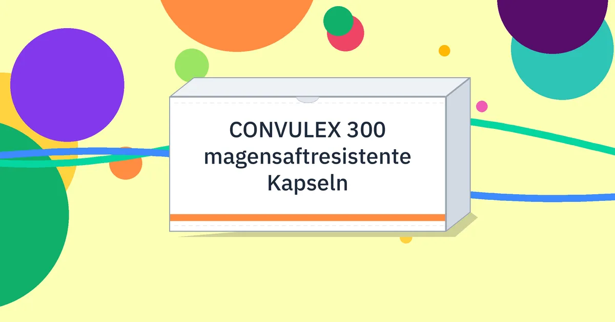 Symbolbild: Packung mit der Aufschrift CONVULEX 300 magensaftresistente Kapseln (PZN 01883705) – Verfügbarkeit und Bezug in Apotheken in Frankfurt am Main