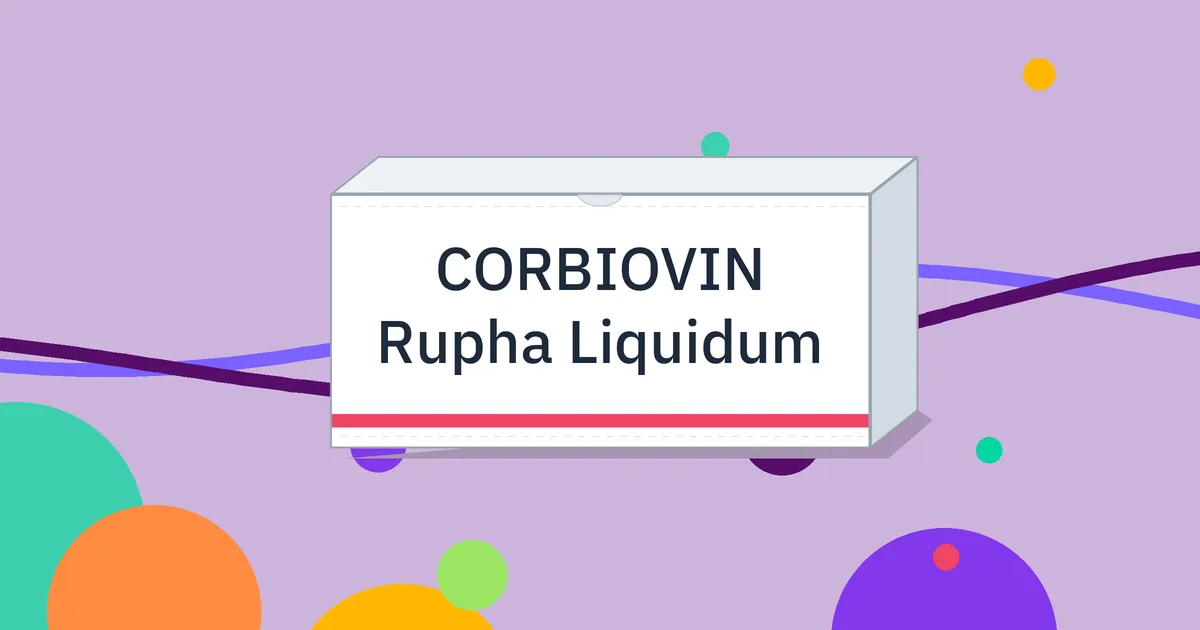 Symbolbild: Packung mit der Aufschrift CORBIOVIN Rupha Liquidum (PZN 03575592) – Verfügbarkeit und Bezug in Apotheken in Frankfurt am Main