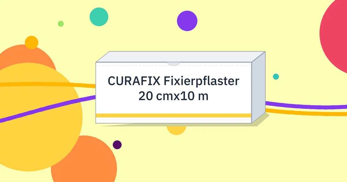 Symbolbild: Packung mit der Aufschrift CURAFIX Fixierpflaster 20 cmx10 m (PZN 11382217) – Verfügbarkeit und Bezug in Apotheken in Frankfurt am Main