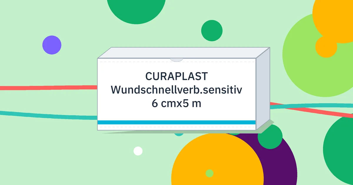 Symbolbild: Packung mit der Aufschrift CURAPLAST Wundschnellverb.sensitiv 6 cmx5 m (PZN 07366804) – Verfügbarkeit und Bezug in Apotheken in Frankfurt am Main