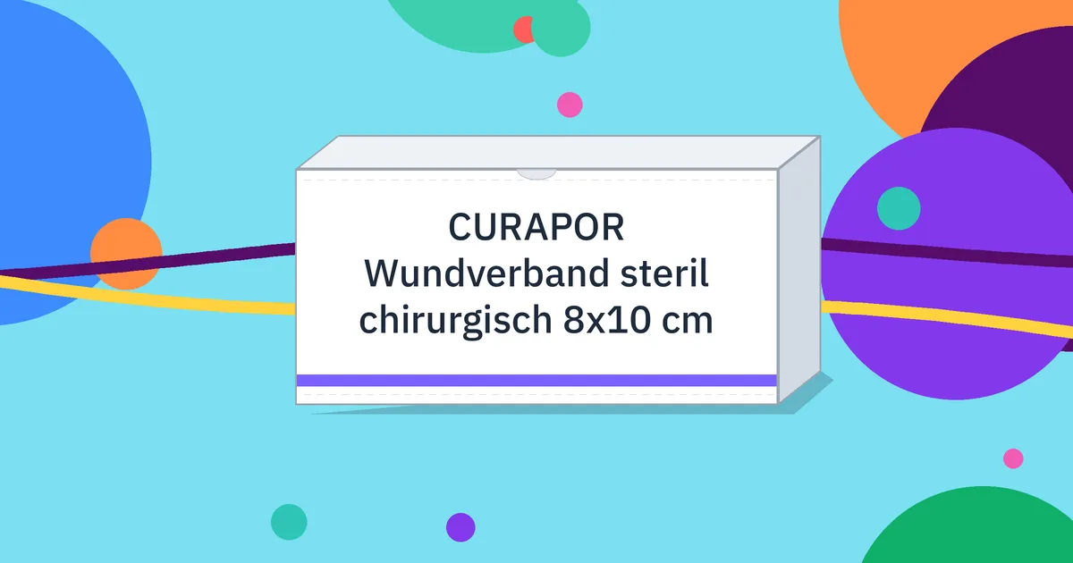 Symbolbild: Packung mit der Aufschrift CURAPOR Wundverband steril chirurgisch 8x10 cm (PZN 19166708) – Verfügbarkeit und Bezug in Apotheken in Frankfurt am Main