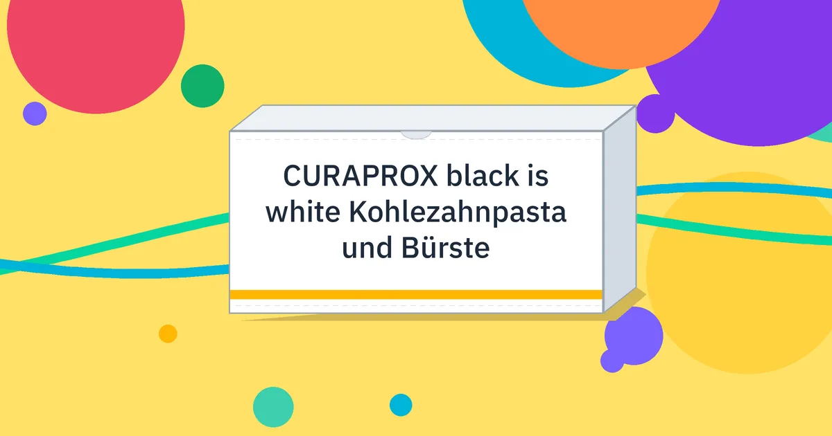Symbolbild: Packung mit der Aufschrift CURAPROX black is white Kohlezahnpasta und Bürste (PZN 11165833) – Verfügbarkeit und Bezug in Apotheken in Frankfurt am Main