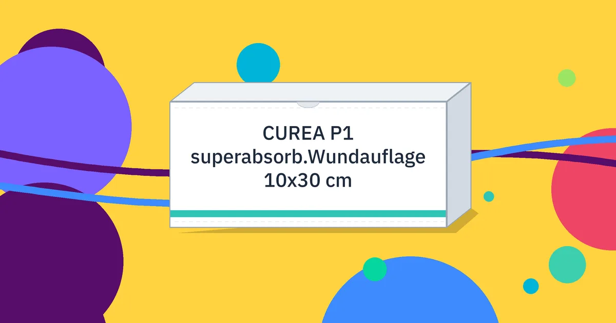Symbolbild: Packung mit der Aufschrift CUREA P1 superabsorb.Wundauflage 10x30 cm (PZN 04122668) – Verfügbarkeit und Bezug in Apotheken in Frankfurt am Main