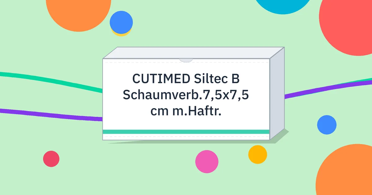 Symbolbild: Packung mit der Aufschrift CUTIMED Siltec B Schaumverb.7,5x7,5 cm m.Haftr. (PZN 20001220) – Verfügbarkeit und Bezug in Apotheken in Frankfurt am Main
