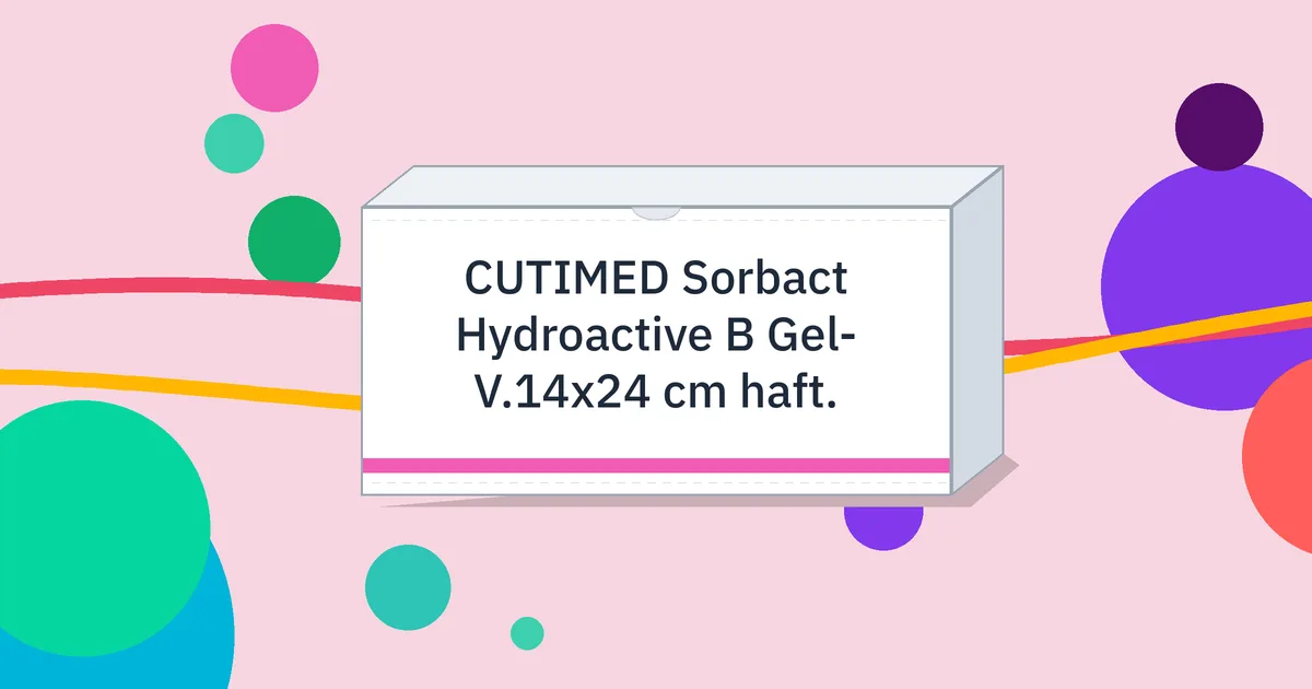 Symbolbild: Packung mit der Aufschrift CUTIMED Sorbact Hydroactive B Gel-V.14x24 cm haft. (PZN 16827747) – Verfügbarkeit und Bezug in Apotheken in Frankfurt am Main