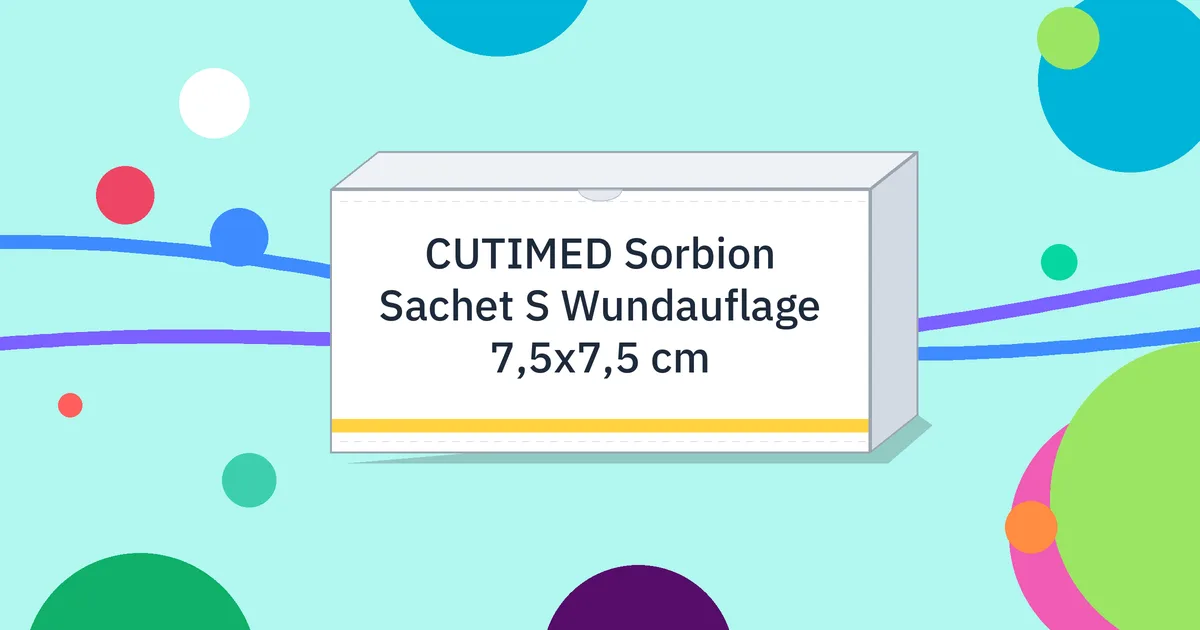 Symbolbild: Packung mit der Aufschrift CUTIMED Sorbion Sachet S Wundauflage 7,5x7,5 cm (PZN 18731394) – Verfügbarkeit und Bezug in Apotheken in Frankfurt am Main