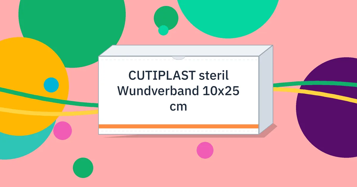 Symbolbild: Packung mit der Aufschrift CUTIPLAST steril Wundverband 10x25 cm (PZN 17831745) – Verfügbarkeit und Bezug in Apotheken in Frankfurt am Main