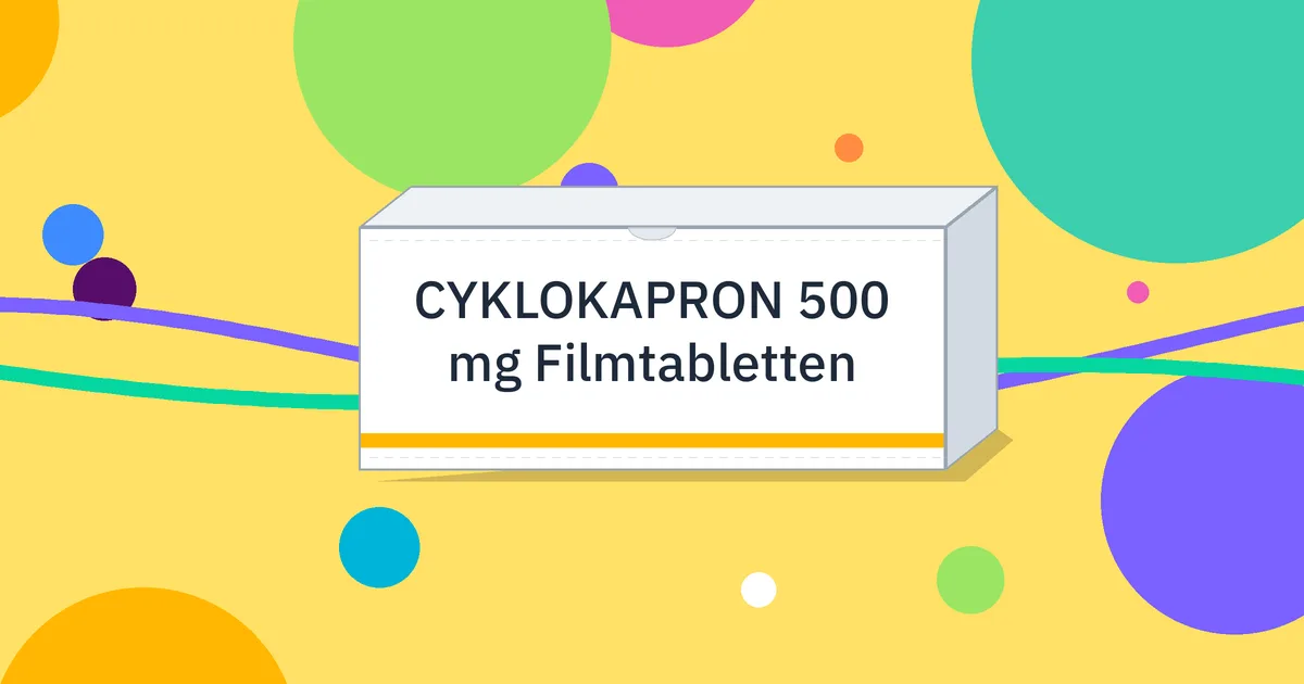 Symbolbild: Packung mit der Aufschrift CYKLOKAPRON 500 mg Filmtabletten (PZN 02179724) – Verfügbarkeit und Bezug in Apotheken in Frankfurt am Main
