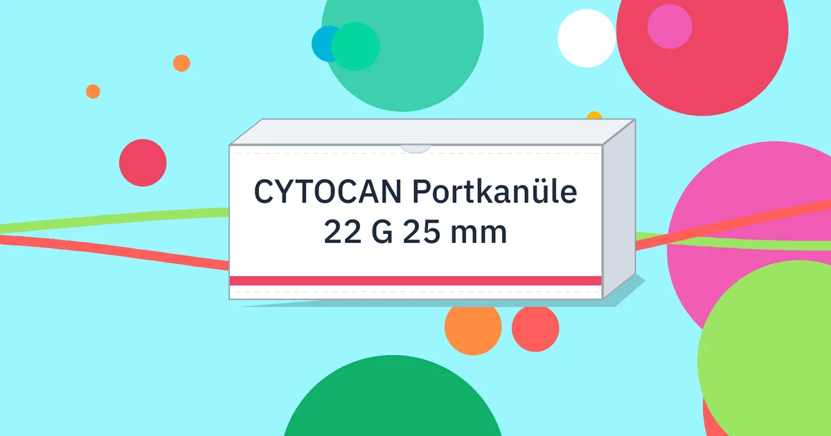 Symbolbild: Packung mit der Aufschrift CYTOCAN Portkanüle 22 G 25 mm (PZN 03429235) – Verfügbarkeit und Bezug in Apotheken in Frankfurt am Main