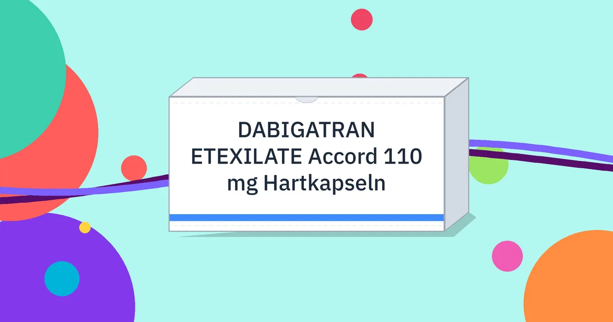 Symbolbild: Packung mit der Aufschrift DABIGATRAN ETEXILATE Accord 110 mg Hartkapseln (PZN 19458457) – Verfügbarkeit und Bezug in Apotheken in Frankfurt am Main
