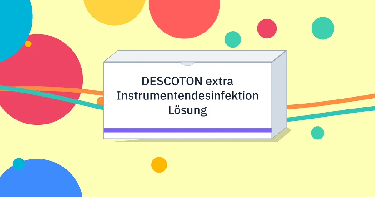 Symbolbild: Packung mit der Aufschrift DESCOTON extra Instrumentendesinfektion Lösung (PZN 01825180) – Verfügbarkeit und Bezug in Apotheken in Frankfurt am Main