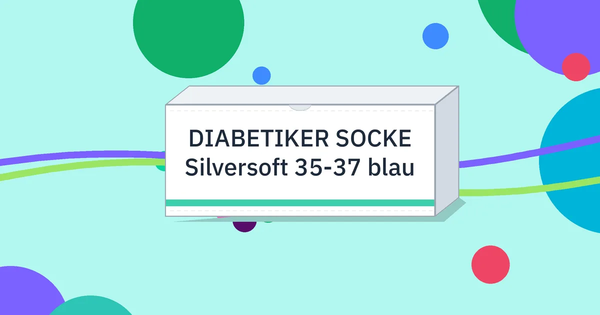 Symbolbild: Packung mit der Aufschrift DIABETIKER SOCKE Silversoft 35-37 blau (PZN 01895708) – Verfügbarkeit und Bezug in Apotheken in Frankfurt am Main