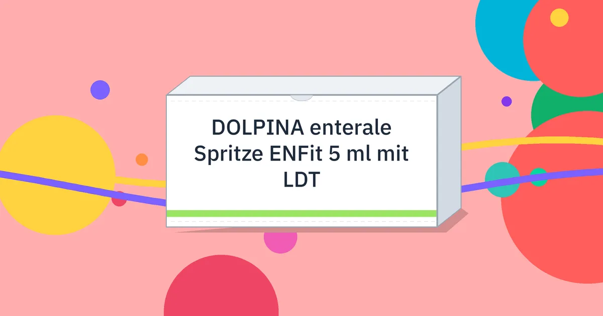 Symbolbild: Packung mit der Aufschrift DOLPINA enterale Spritze ENFit 5 ml mit LDT (PZN 18714131) – Verfügbarkeit und Bezug in Apotheken in Frankfurt am Main