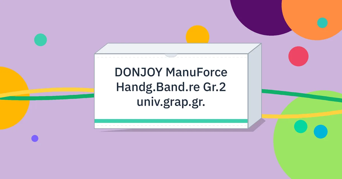 Symbolbild: Packung mit der Aufschrift DONJOY ManuForce Handg.Band.re Gr.2 univ.grap.gr. (PZN 18668388) – Verfügbarkeit und Bezug in Apotheken in Frankfurt am Main