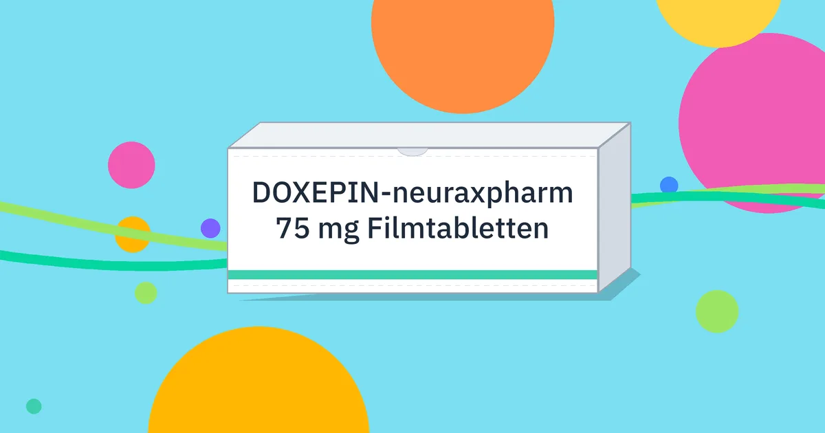 Symbolbild: Packung mit der Aufschrift DOXEPIN-neuraxpharm 75 mg Filmtabletten (PZN 01121384) – Verfügbarkeit und Bezug in Apotheken in Frankfurt am Main