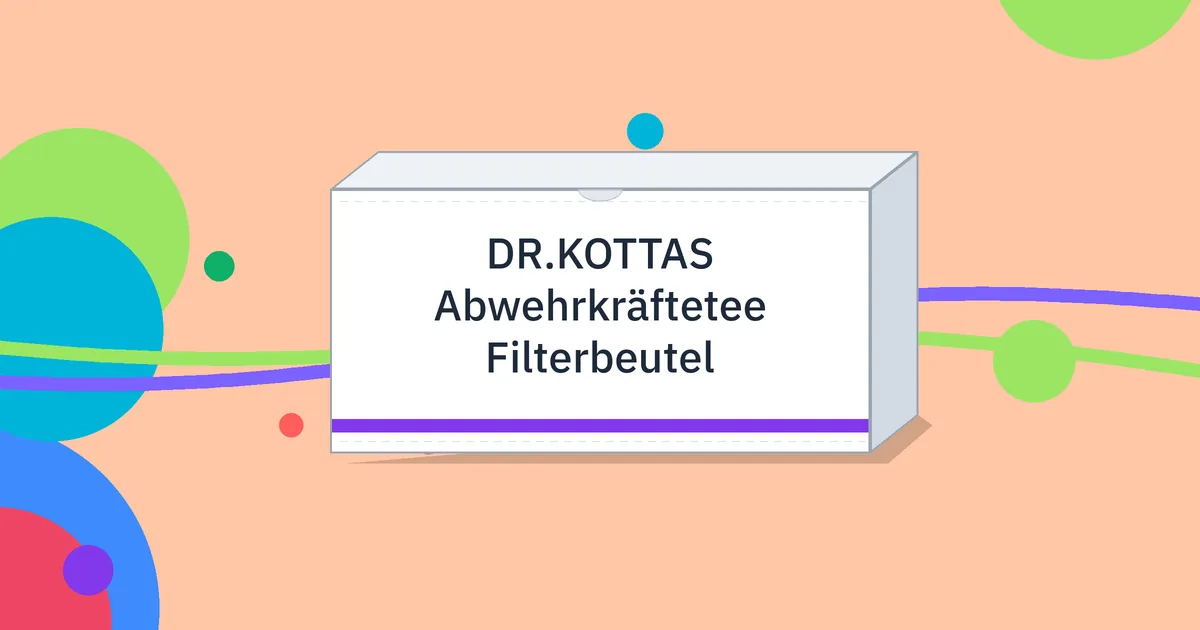 Symbolbild: Packung mit der Aufschrift DR.KOTTAS Abwehrkräftetee Filterbeutel (PZN 09919615) – Verfügbarkeit und Bezug in Apotheken in Frankfurt am Main