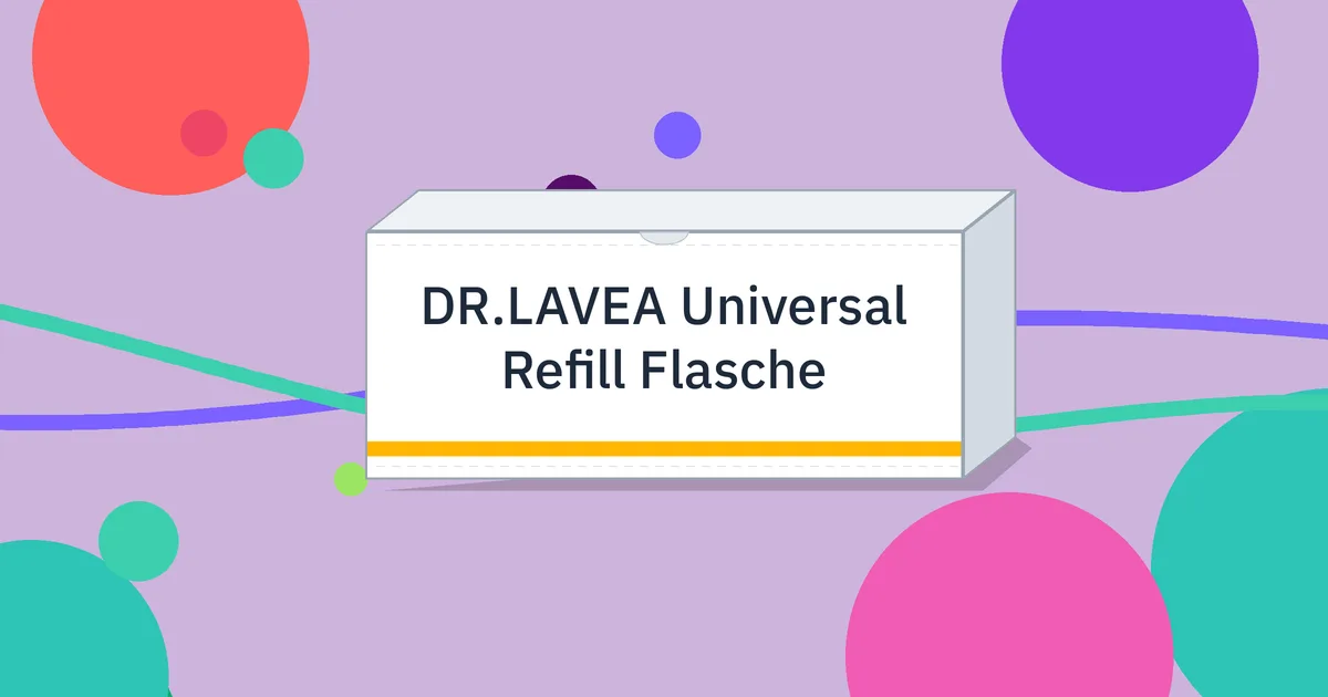 Symbolbild: Packung mit der Aufschrift DR.LAVEA Universal Refill Flasche (PZN 15861587) – Verfügbarkeit und Bezug in Apotheken in Frankfurt am Main
