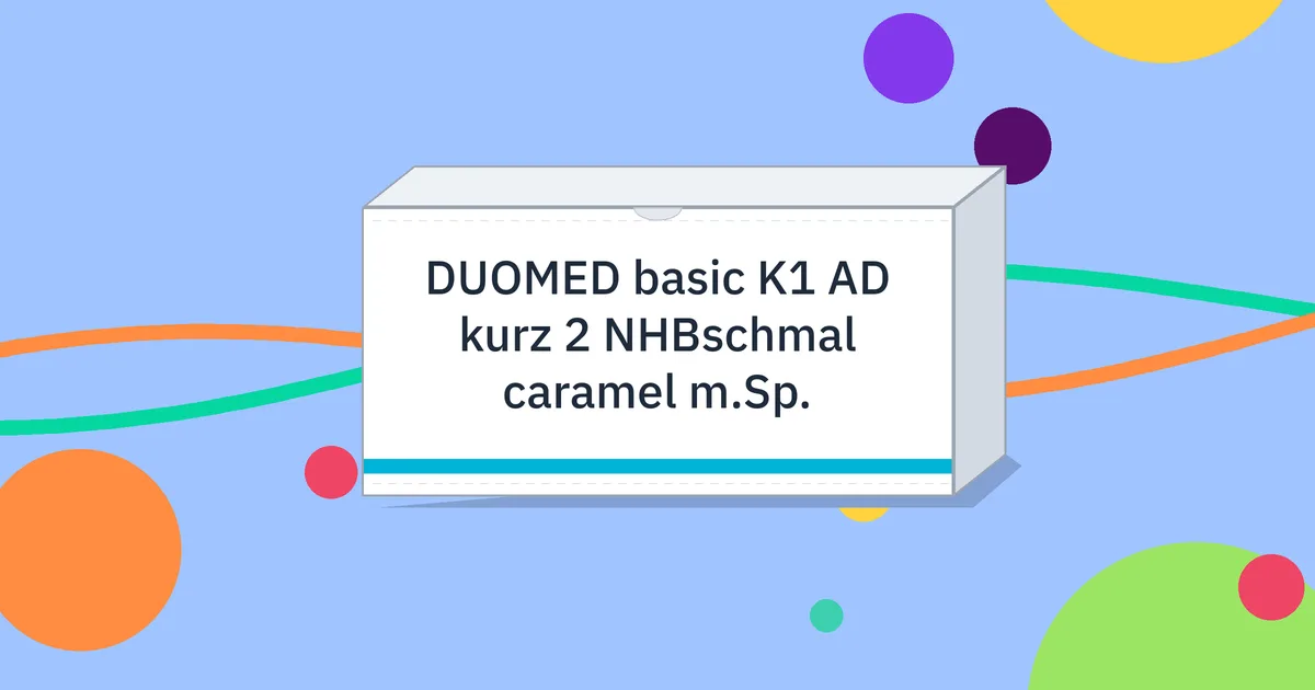 Symbolbild: Packung mit der Aufschrift DUOMED basic K1 AD kurz 2 NHBschmal caramel m.Sp. (PZN 20904301) – Verfügbarkeit und Bezug in Apotheken in Frankfurt am Main