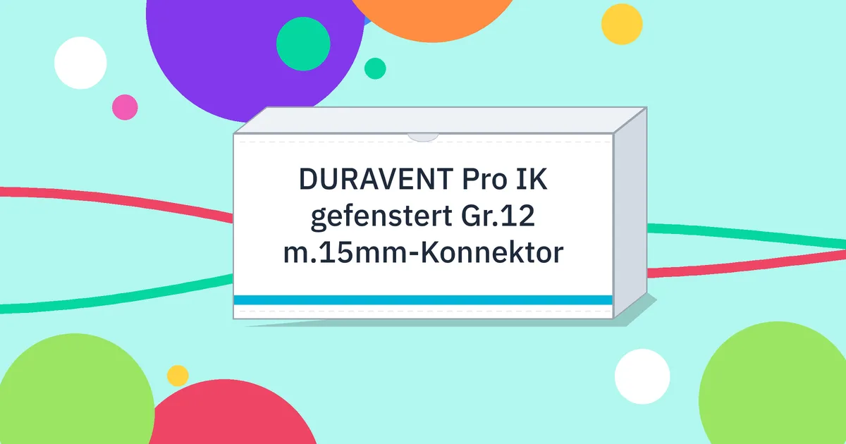 Symbolbild: Packung mit der Aufschrift DURAVENT Pro IK gefenstert Gr.12 m.15mm-Konnektor (PZN 19243886) – Verfügbarkeit und Bezug in Apotheken in Frankfurt am Main