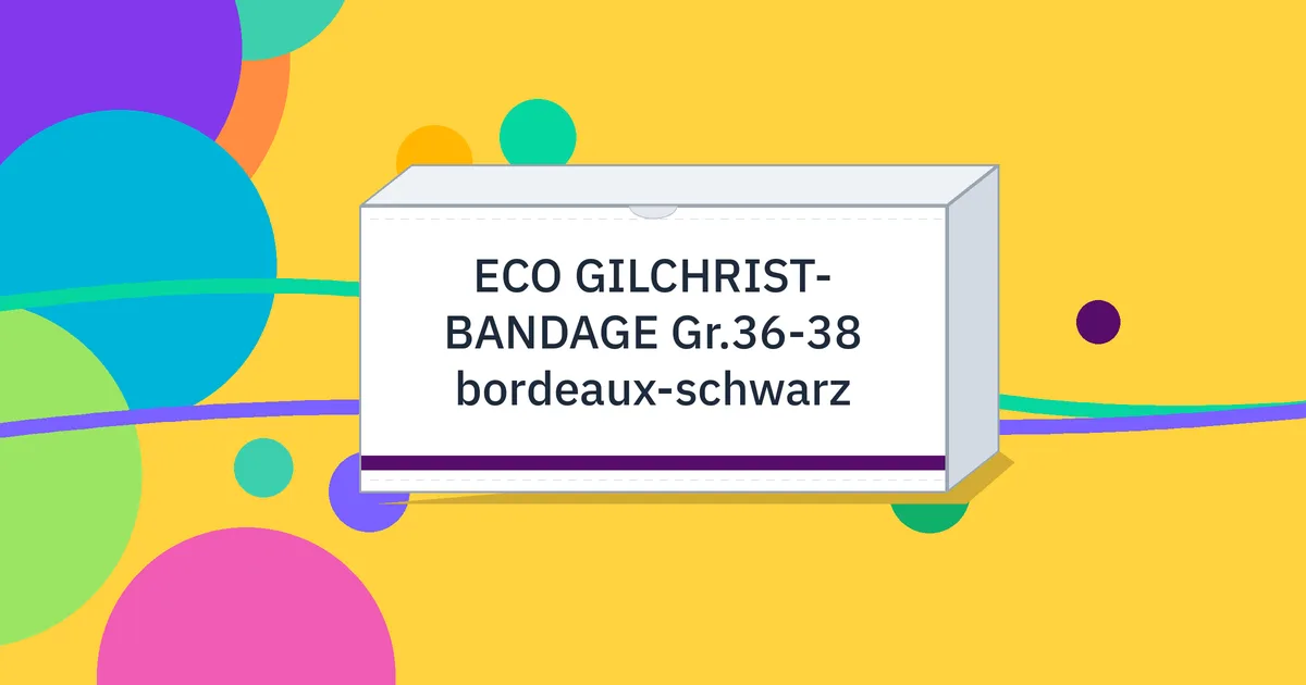 Symbolbild: Packung mit der Aufschrift ECO GILCHRIST-BANDAGE Gr.36-38 bordeaux-schwarz (PZN 14325639) – Verfügbarkeit und Bezug in Apotheken in Frankfurt am Main