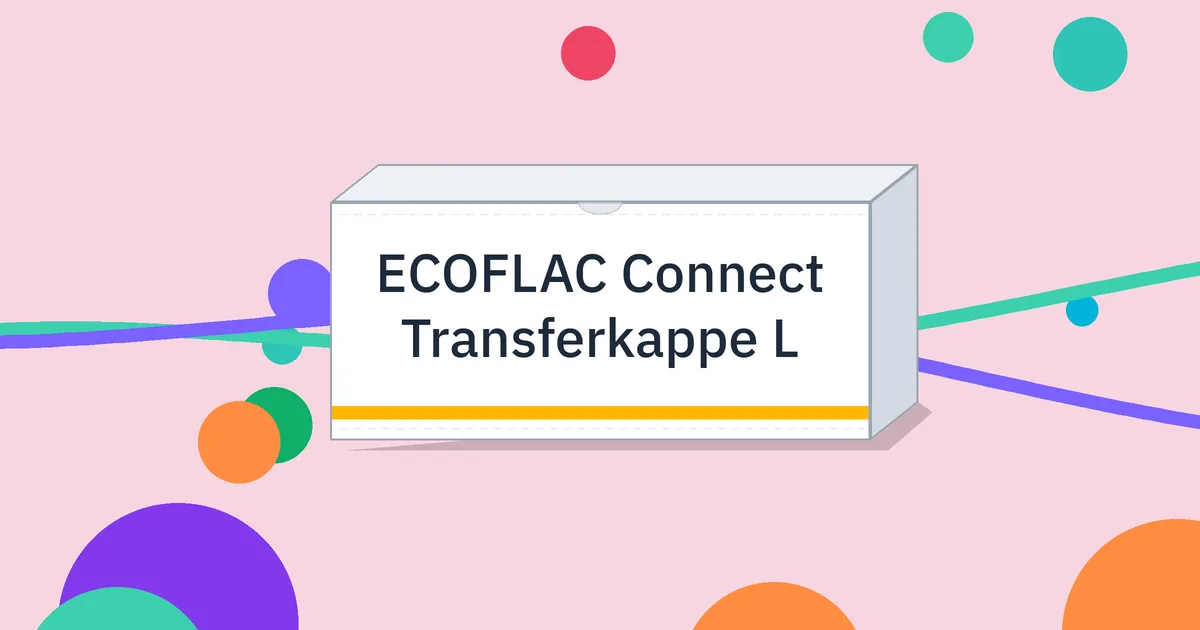 Symbolbild: Packung mit der Aufschrift ECOFLAC Connect Transferkappe L (PZN 15630416) – Verfügbarkeit und Bezug in Apotheken in Frankfurt am Main