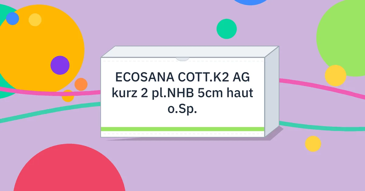 Symbolbild: Packung mit der Aufschrift ECOSANA COTT.K2 AG kurz 2 pl.NHB 5cm haut o.Sp. (PZN 16949255) – Verfügbarkeit und Bezug in Apotheken in Frankfurt am Main