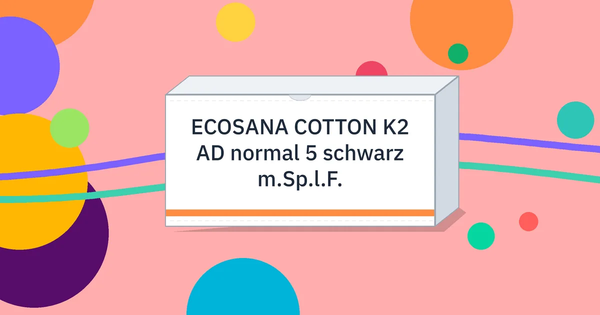 Symbolbild: Packung mit der Aufschrift ECOSANA COTTON K2 AD normal 5 schwarz m.Sp.l.F. (PZN 16947960) – Verfügbarkeit und Bezug in Apotheken in Frankfurt am Main