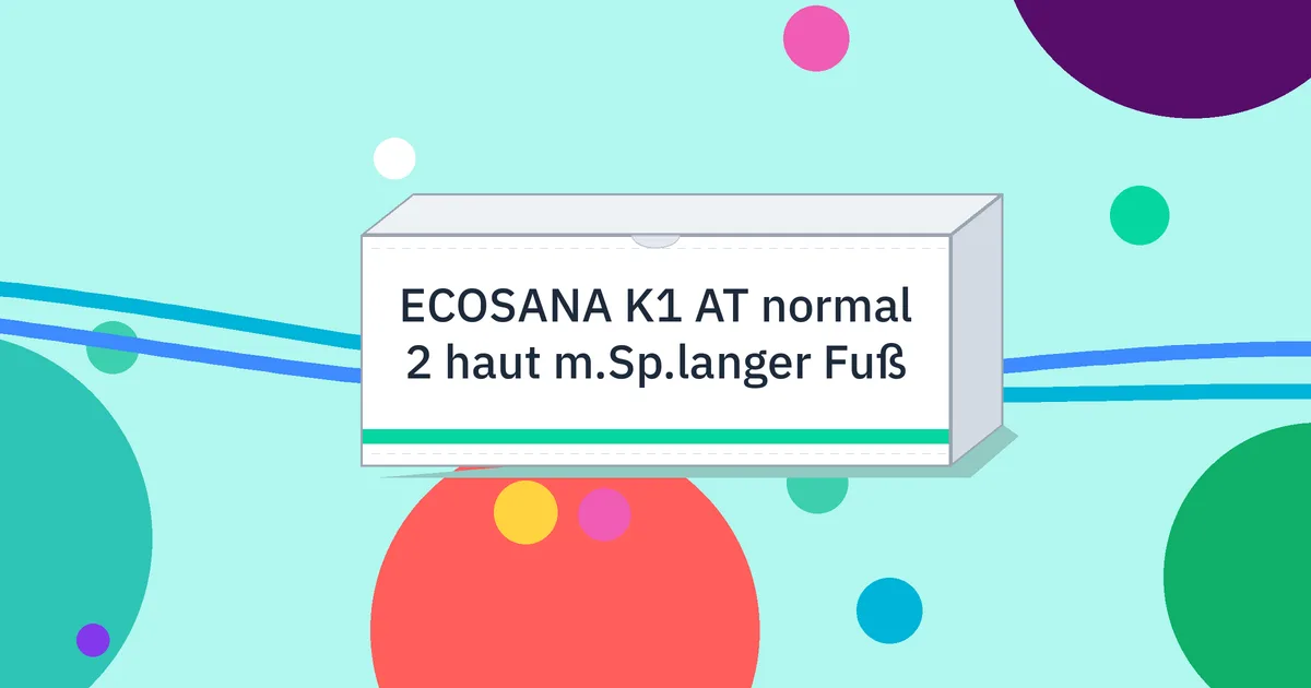Symbolbild: Packung mit der Aufschrift ECOSANA K1 AT normal 2 haut m.Sp.langer Fuß (PZN 04731479) – Verfügbarkeit und Bezug in Apotheken in Frankfurt am Main