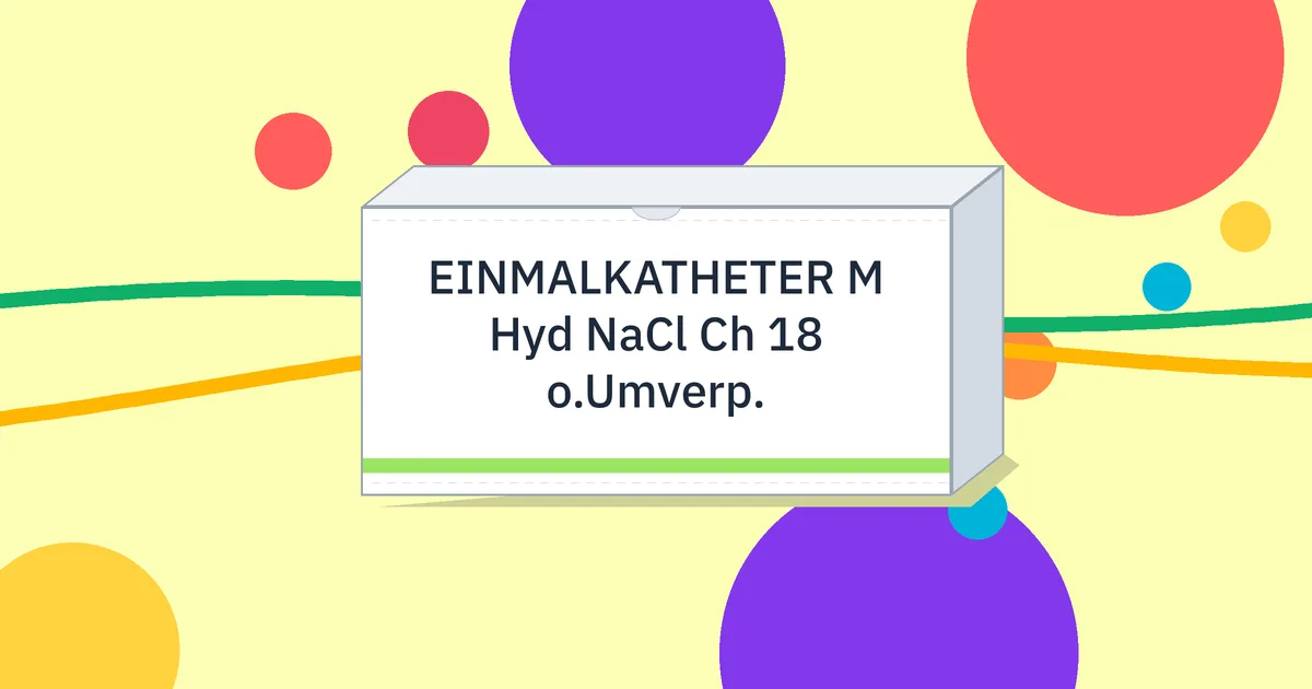 Symbolbild: Packung mit der Aufschrift EINMALKATHETER M Hyd NaCl Ch 18 o.Umverp. (PZN 05519043) – Verfügbarkeit und Bezug in Apotheken in Frankfurt am Main