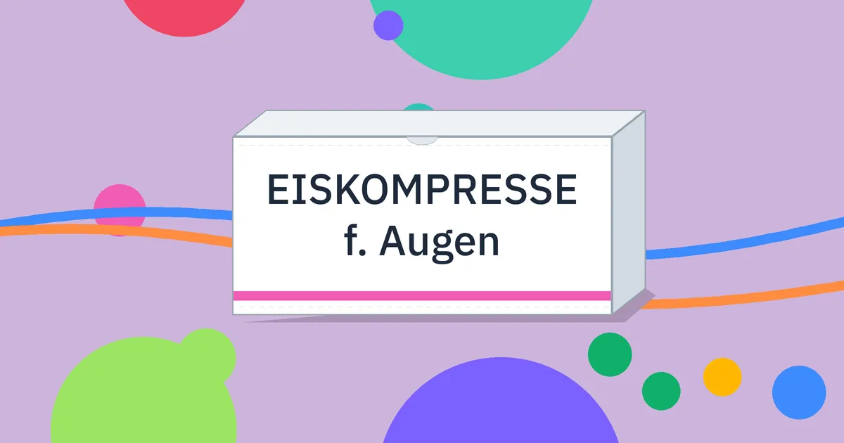 Symbolbild: Packung mit der Aufschrift EISKOMPRESSE f. Augen (PZN 02438717) – Verfügbarkeit und Bezug in Apotheken in Frankfurt am Main