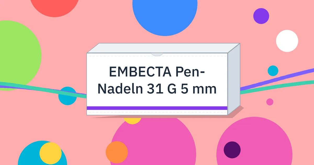 Symbolbild: Packung mit der Aufschrift EMBECTA Pen-Nadeln 31 G 5 mm (PZN 20603746) – Verfügbarkeit und Bezug in Apotheken in Frankfurt am Main