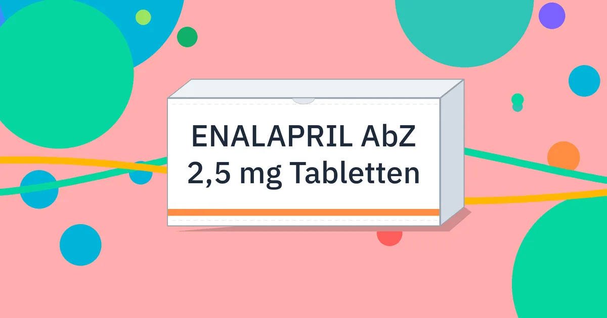 Symbolbild: Packung mit der Aufschrift ENALAPRIL AbZ 2,5 mg Tabletten (PZN 02058570) – Verfügbarkeit und Bezug in Apotheken in Frankfurt am Main