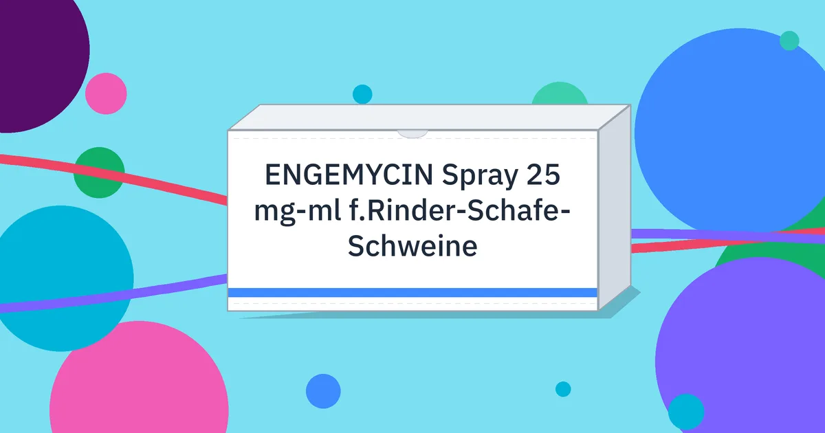 Symbolbild: Packung mit der Aufschrift ENGEMYCIN Spray 25 mg-ml f.Rinder-Schafe-Schweine (PZN 11125472) – Verfügbarkeit und Bezug in Apotheken in Frankfurt am Main