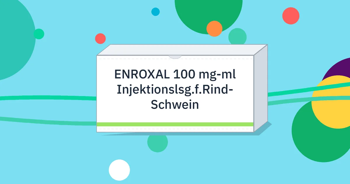 Symbolbild: Packung mit der Aufschrift ENROXAL 100 mg-ml Injektionslsg.f.Rind-Schwein (PZN 10231551) – Verfügbarkeit und Bezug in Apotheken in Frankfurt am Main