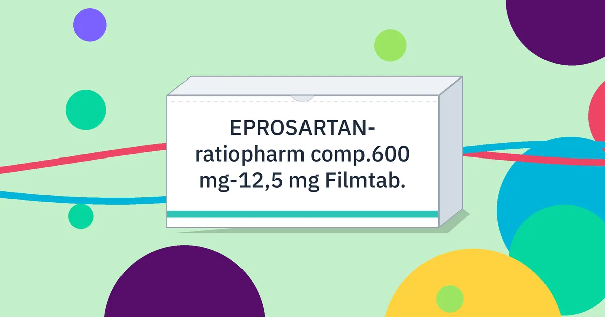 Symbolbild: Packung mit der Aufschrift EPROSARTAN-ratiopharm comp.600 mg-12,5 mg Filmtab. (PZN 03575184) – Verfügbarkeit und Bezug in Apotheken in Frankfurt am Main