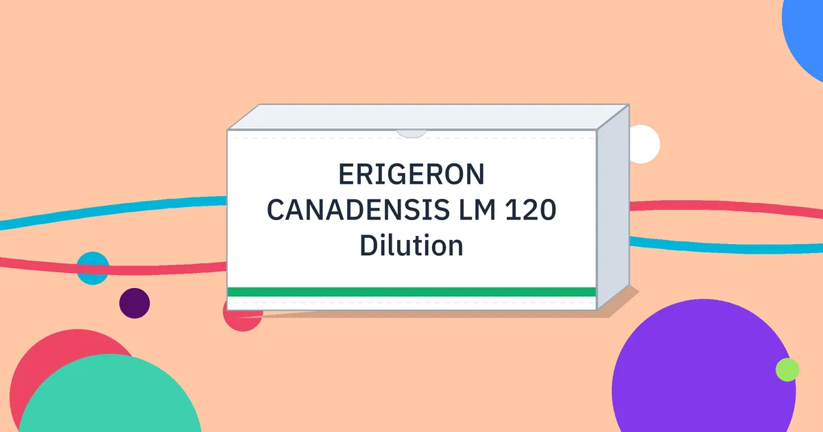 Symbolbild: Packung mit der Aufschrift ERIGERON CANADENSIS LM 120 Dilution (PZN 13478418) – Verfügbarkeit und Bezug in Apotheken in Frankfurt am Main