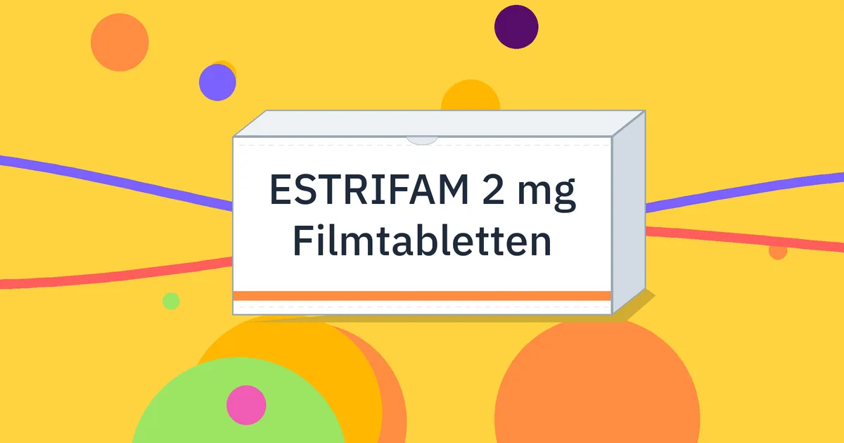 Symbolbild: Packung mit der Aufschrift ESTRIFAM 2 mg Filmtabletten (PZN 06973040) – Verfügbarkeit und Bezug in Apotheken in Frankfurt am Main