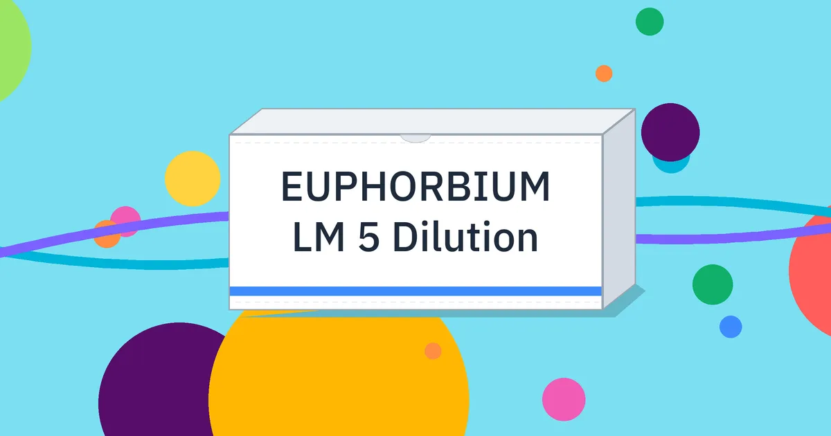 Symbolbild: Packung mit der Aufschrift EUPHORBIUM LM 5 Dilution (PZN 13483129) – Verfügbarkeit und Bezug in Apotheken in Frankfurt am Main
