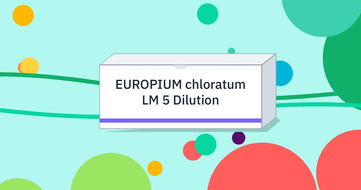 Symbolbild: Packung mit der Aufschrift EUROPIUM chloratum LM 5 Dilution (PZN 13484086) – Verfügbarkeit und Bezug in Apotheken in Frankfurt am Main