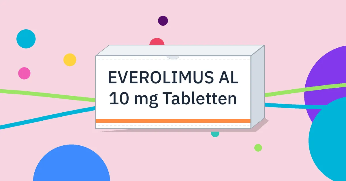Symbolbild: Packung mit der Aufschrift EVEROLIMUS AL 10 mg Tabletten (PZN 14270803) – Verfügbarkeit und Bezug in Apotheken in Frankfurt am Main