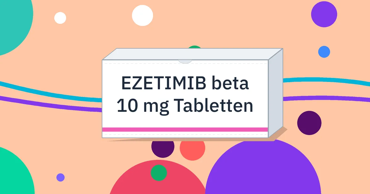 Symbolbild: Packung mit der Aufschrift EZETIMIB beta 10 mg Tabletten (PZN 13877615) – Verfügbarkeit und Bezug in Apotheken in Frankfurt am Main