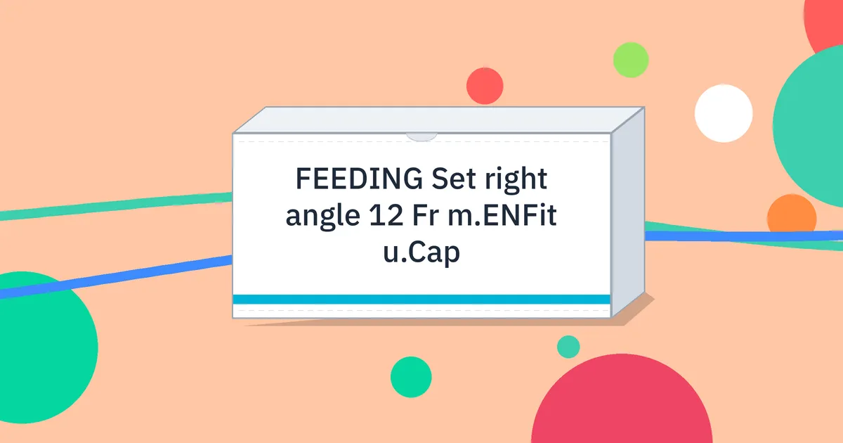 Symbolbild: Packung mit der Aufschrift FEEDING Set right angle 12 Fr m.ENFit u.Cap (PZN 20305115) – Verfügbarkeit und Bezug in Apotheken in Frankfurt am Main