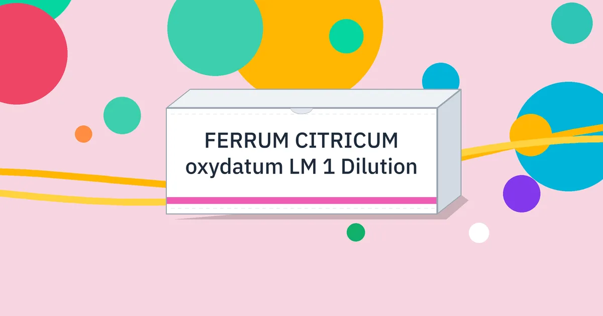 Symbolbild: Packung mit der Aufschrift FERRUM CITRICUM oxydatum LM 1 Dilution (PZN 12848296) – Verfügbarkeit und Bezug in Apotheken in Frankfurt am Main