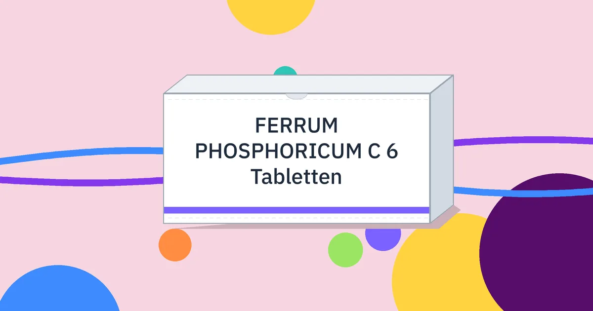 Symbolbild: Packung mit der Aufschrift FERRUM PHOSPHORICUM C 6 Tabletten (PZN 07167996) – Verfügbarkeit und Bezug in Apotheken in Frankfurt am Main