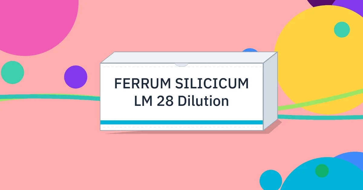 Symbolbild: Packung mit der Aufschrift FERRUM SILICICUM LM 28 Dilution (PZN 12853239) – Verfügbarkeit und Bezug in Apotheken in Frankfurt am Main